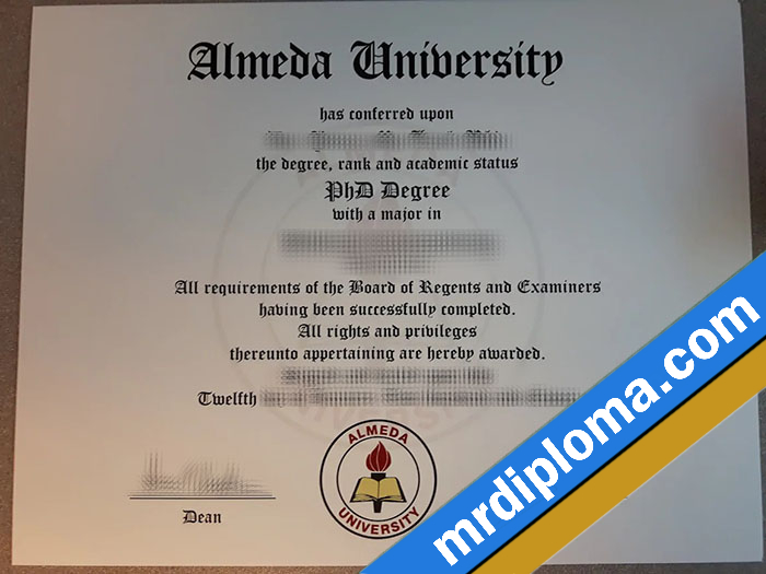 Almeda University Custom Printable Degree Certificate | Printable Diploma