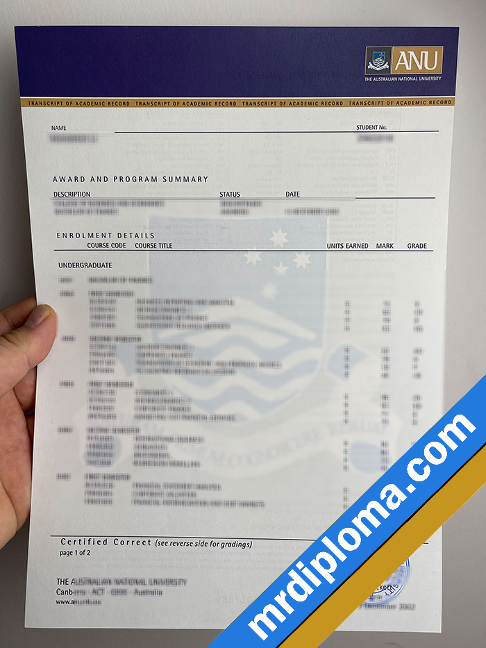 Australian National University Custom Printable Transcript | Printable ...