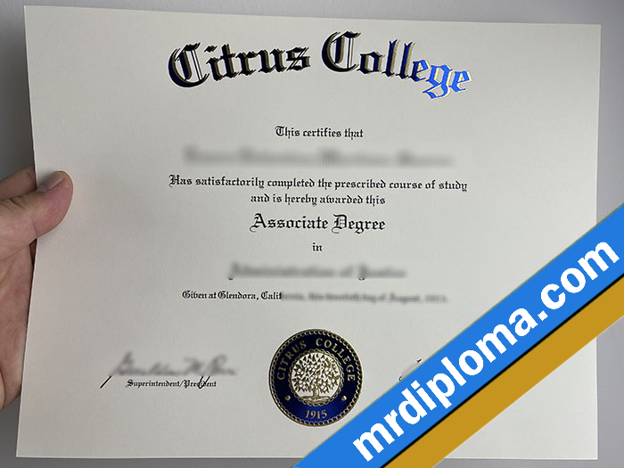 Citrus College Custom Printable Diploma Certificate | Printable Diploma