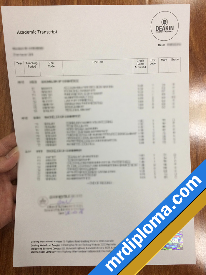 Deakin University Custom Printable Transcript Diploma | Printable Diploma