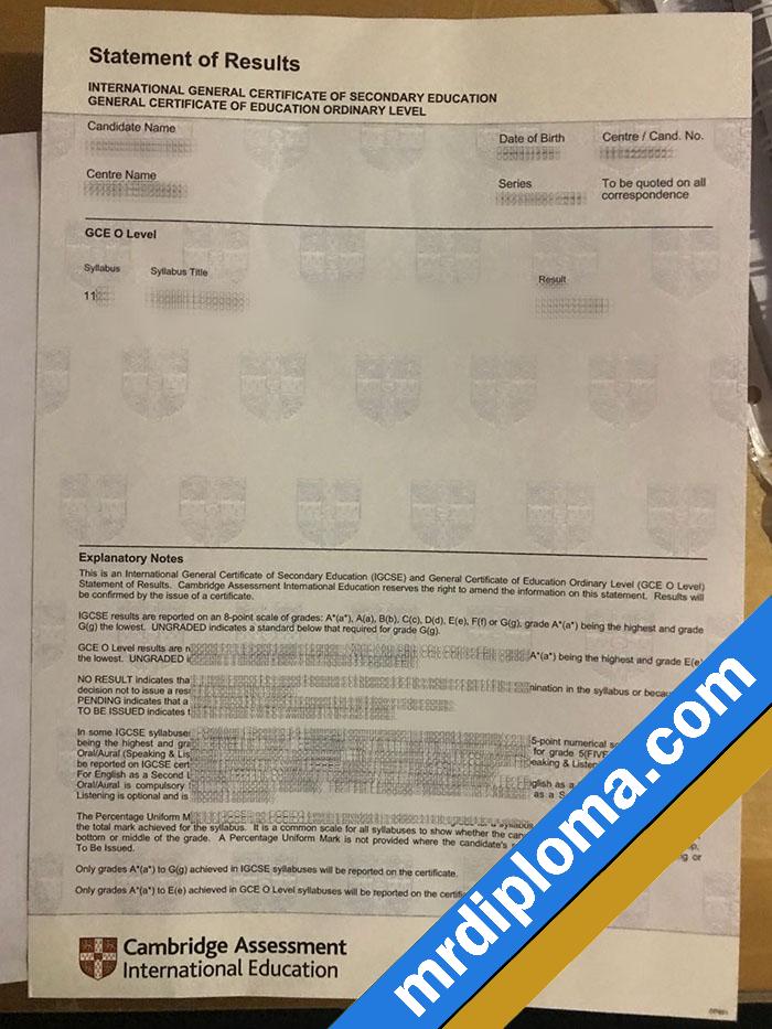 GCE/IGCSE Statement of Results Custom Printable Certificate | Printable Diploma