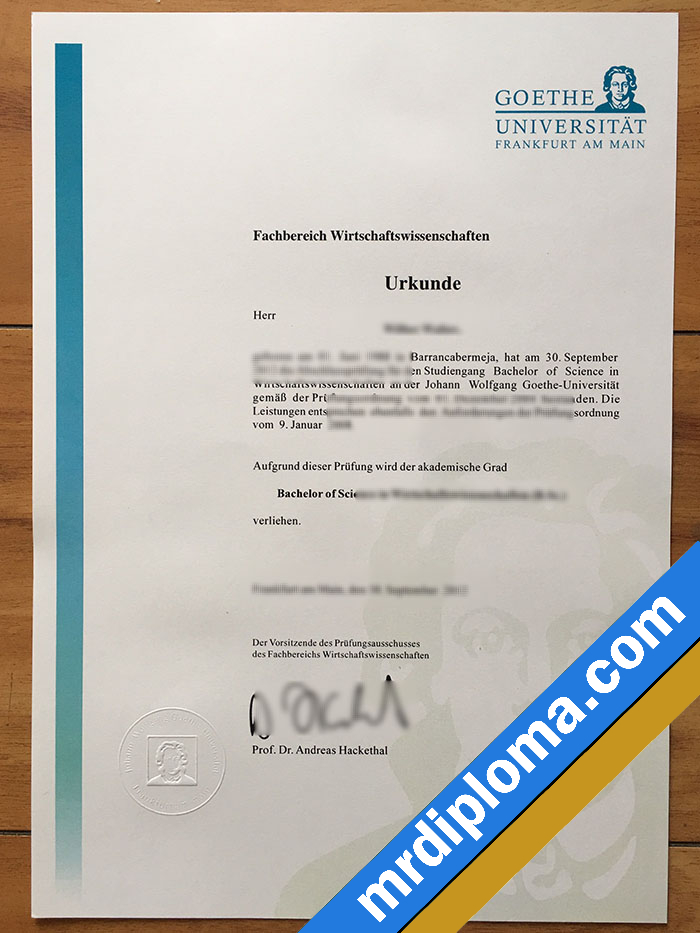 Goethe Universität Frankfurt Custom Printable Diploma | Printable Diploma