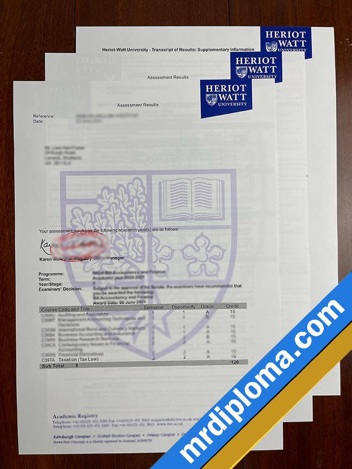 Heriot-Watt University Custom Printable Transcript | Printable Diploma