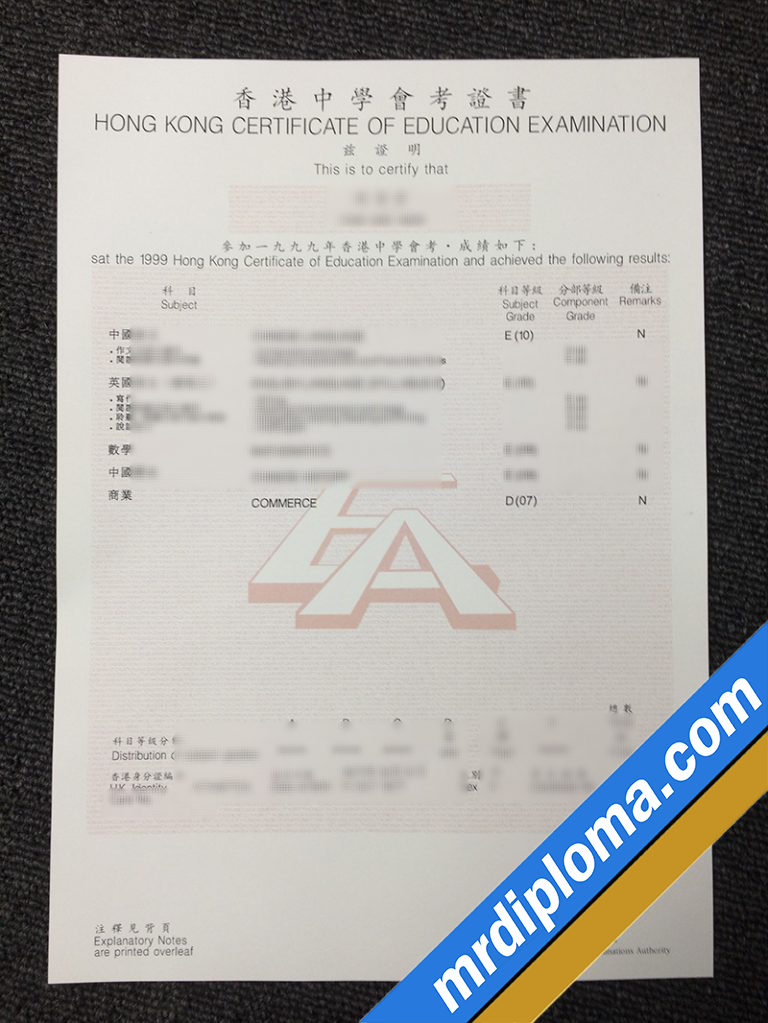 Hong Kong Certificate of Education Examination (HKCEE) Custom Printable ...