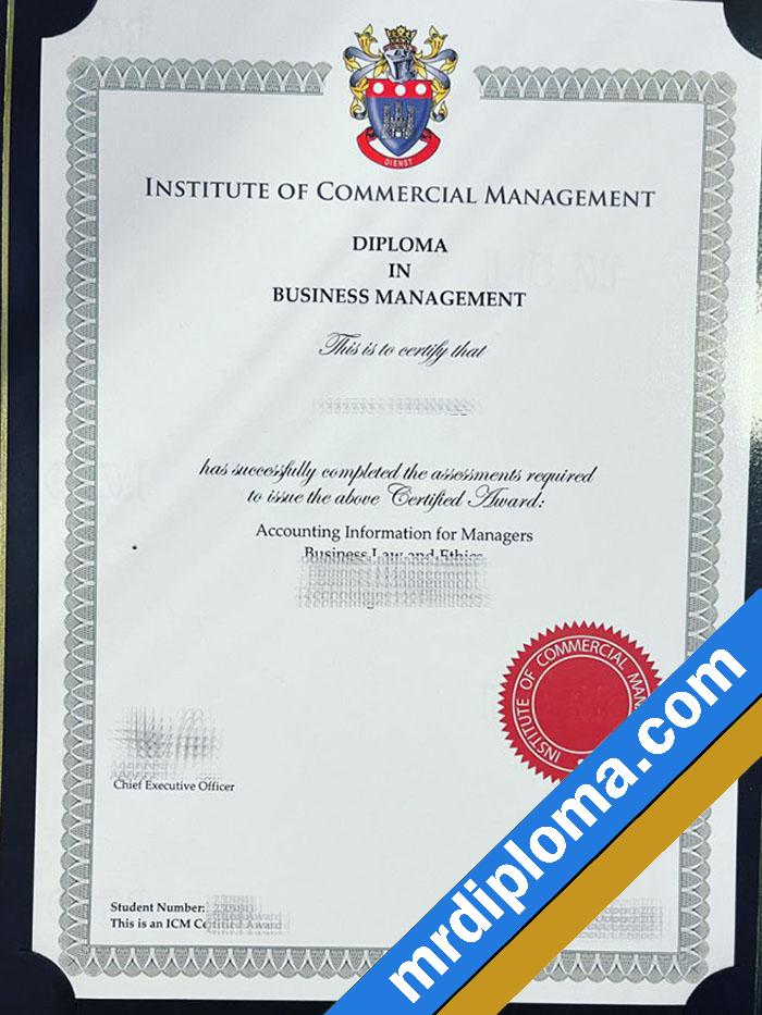 Institute of Commercial Management (ICM) Custom Printable Diploma ...