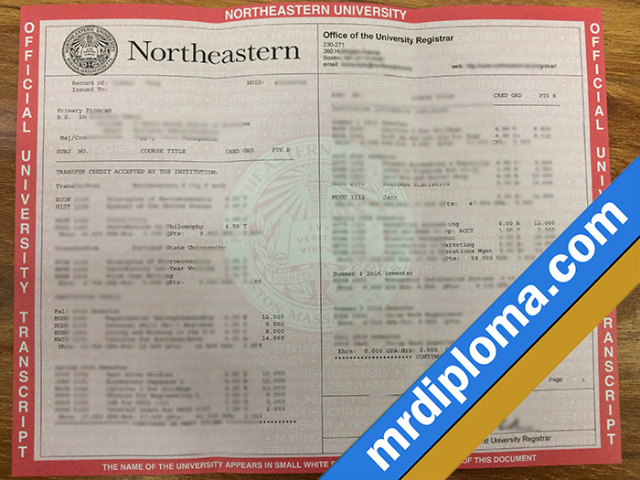Northeastern University Custom Printable Transcript | Printable Diploma