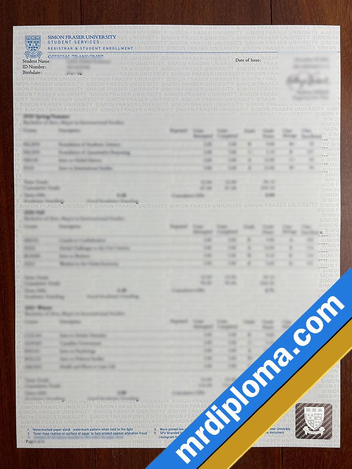 Simon Fraser University (SFU) Custom Printable Transcript Diploma | Printable Diploma