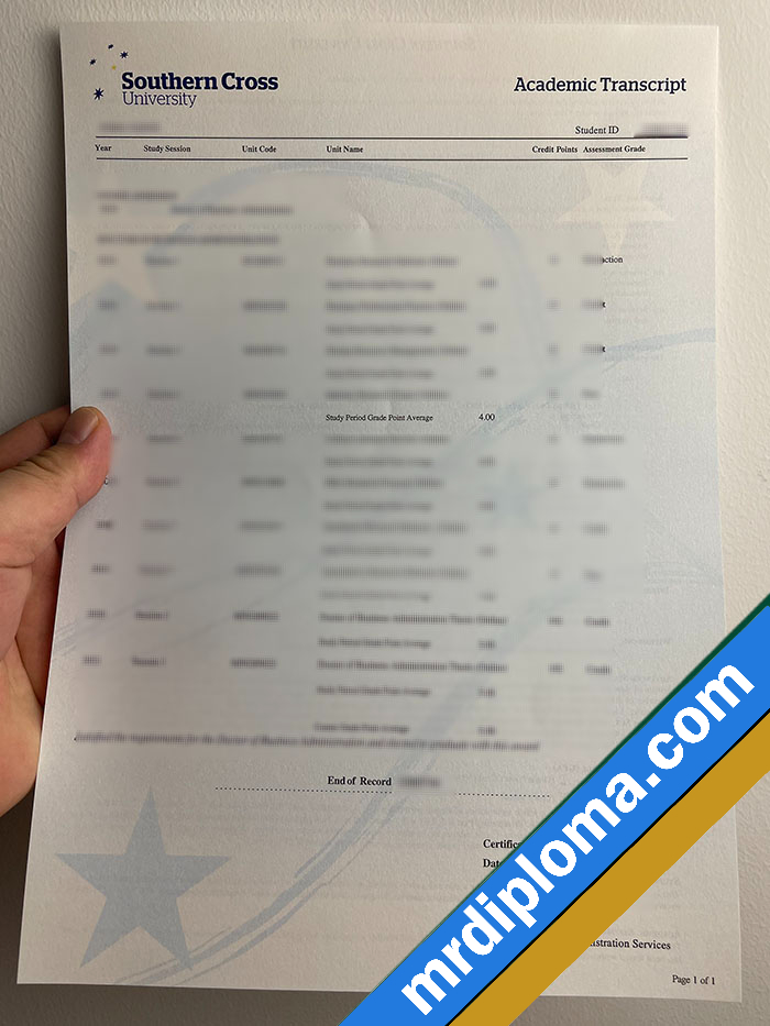 Southern Cross University Custom Printable Transcript Diploma ...