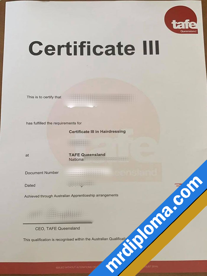 TAFE Queensland Custom Printable Certificate Diploma | Printable Diploma