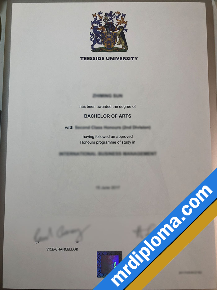 Teesside University Custom Printable Degree Certificate | Printable Diploma