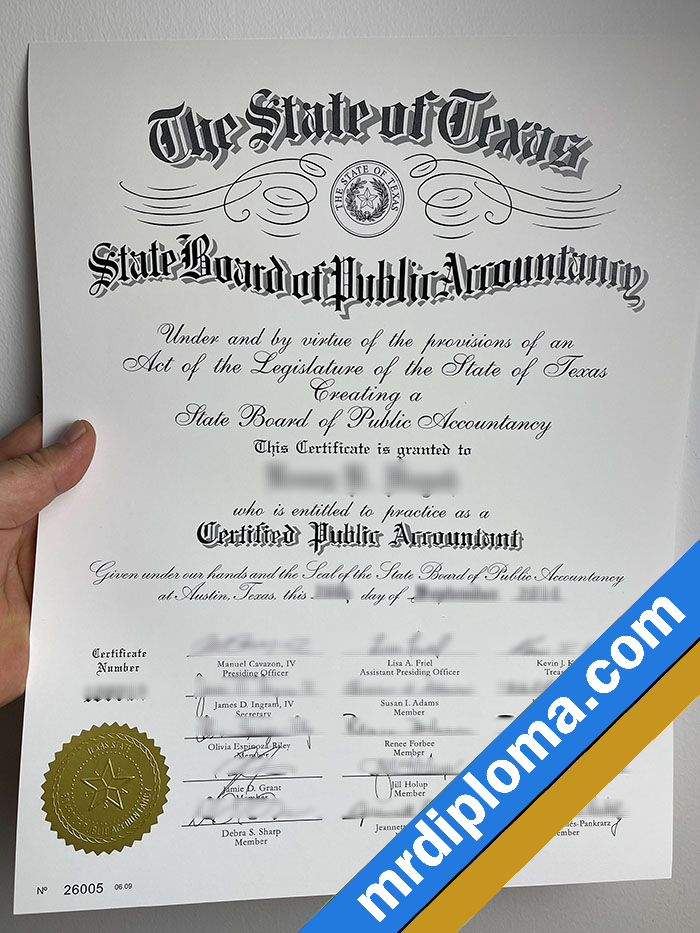 Texas CPA Custom Printable Certificate | Printable Diploma