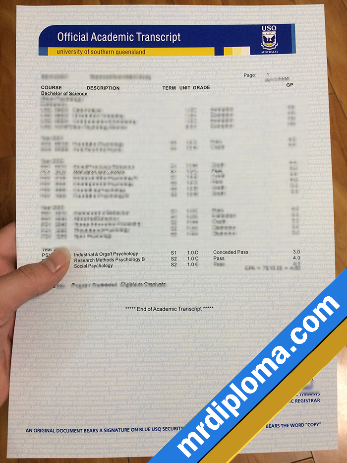 University of Southern Queensland Custom Printable Transcript ...