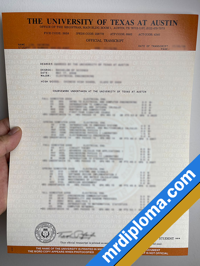 University of Texas at Austin Custom Printable Transcript Diploma | Printable Diploma