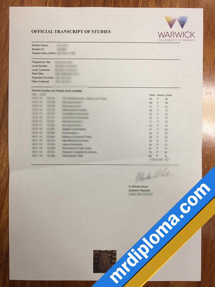 University of Warwick Custom Printable Transcript Diploma | Printable ...